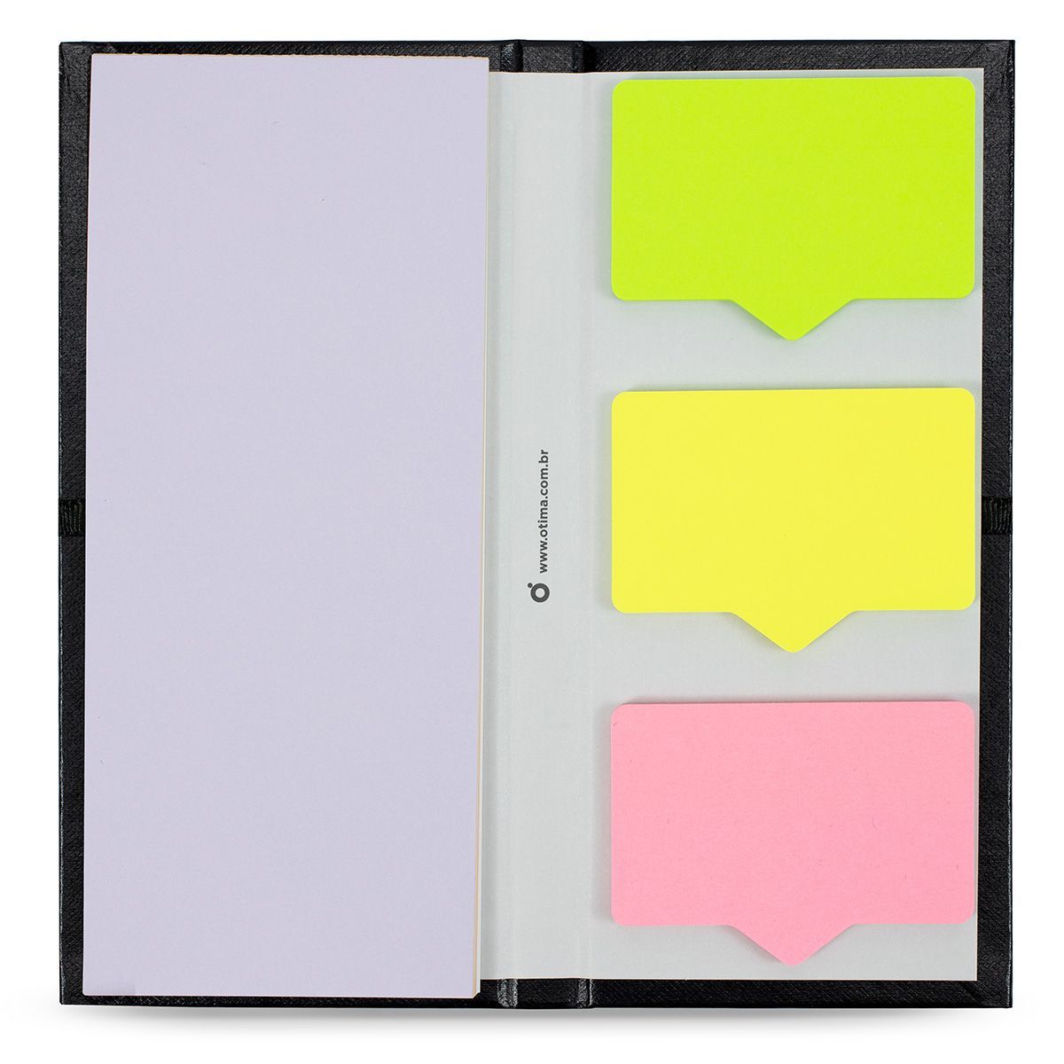 Conjunto 4 Sticky Notes, coleção Noir, Pena, 8 x 17,2 cm - Ótima Gráfica