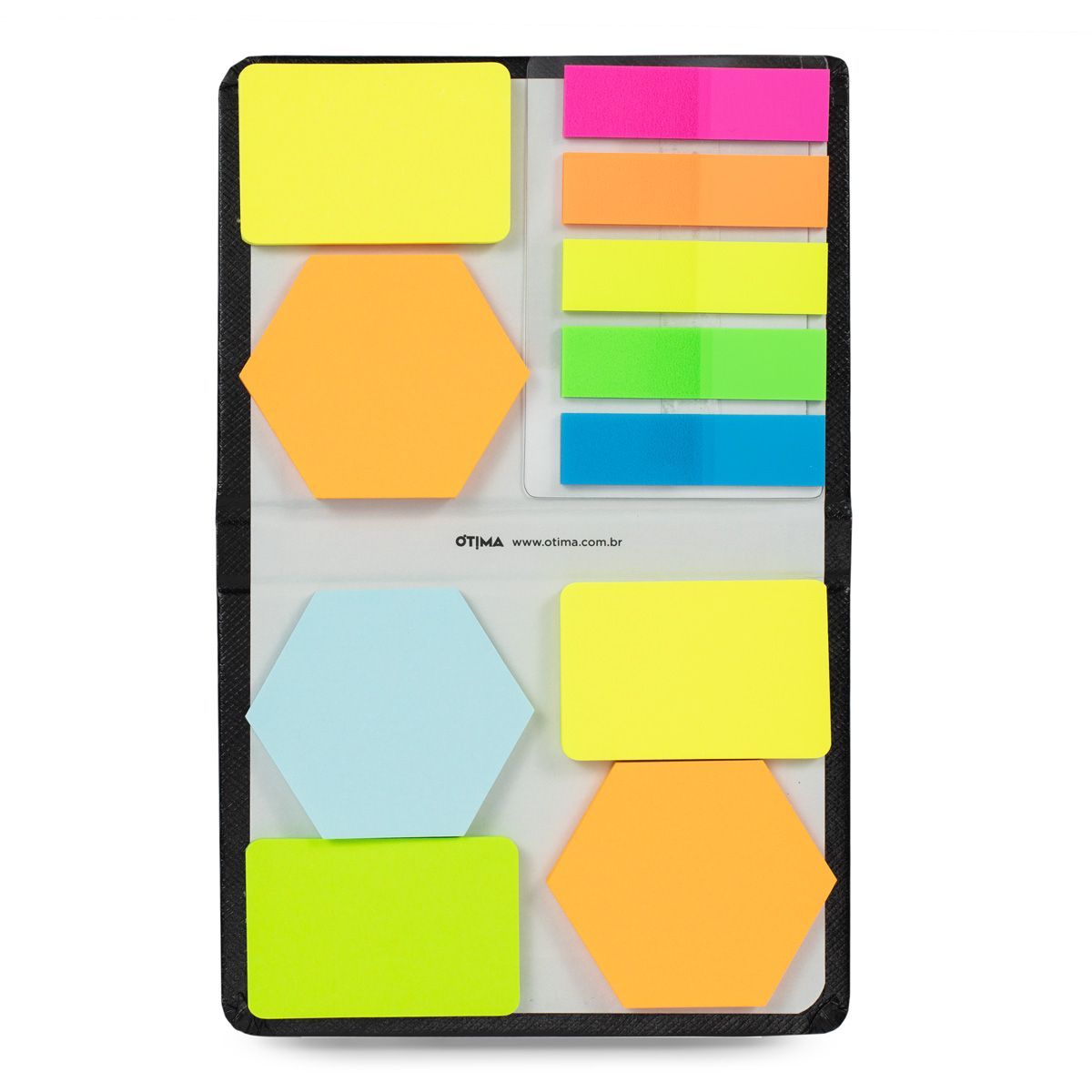 Conjunto 6 Sticky Notes, coleção Noir, Pena, 10,6 x 8 cm - Ótima Gráfica